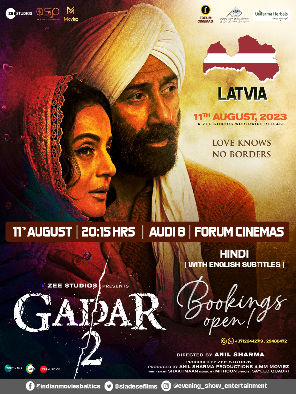 Gadar 2 Hindi Movie 13. janvara iela 8 Riga - Ticketly